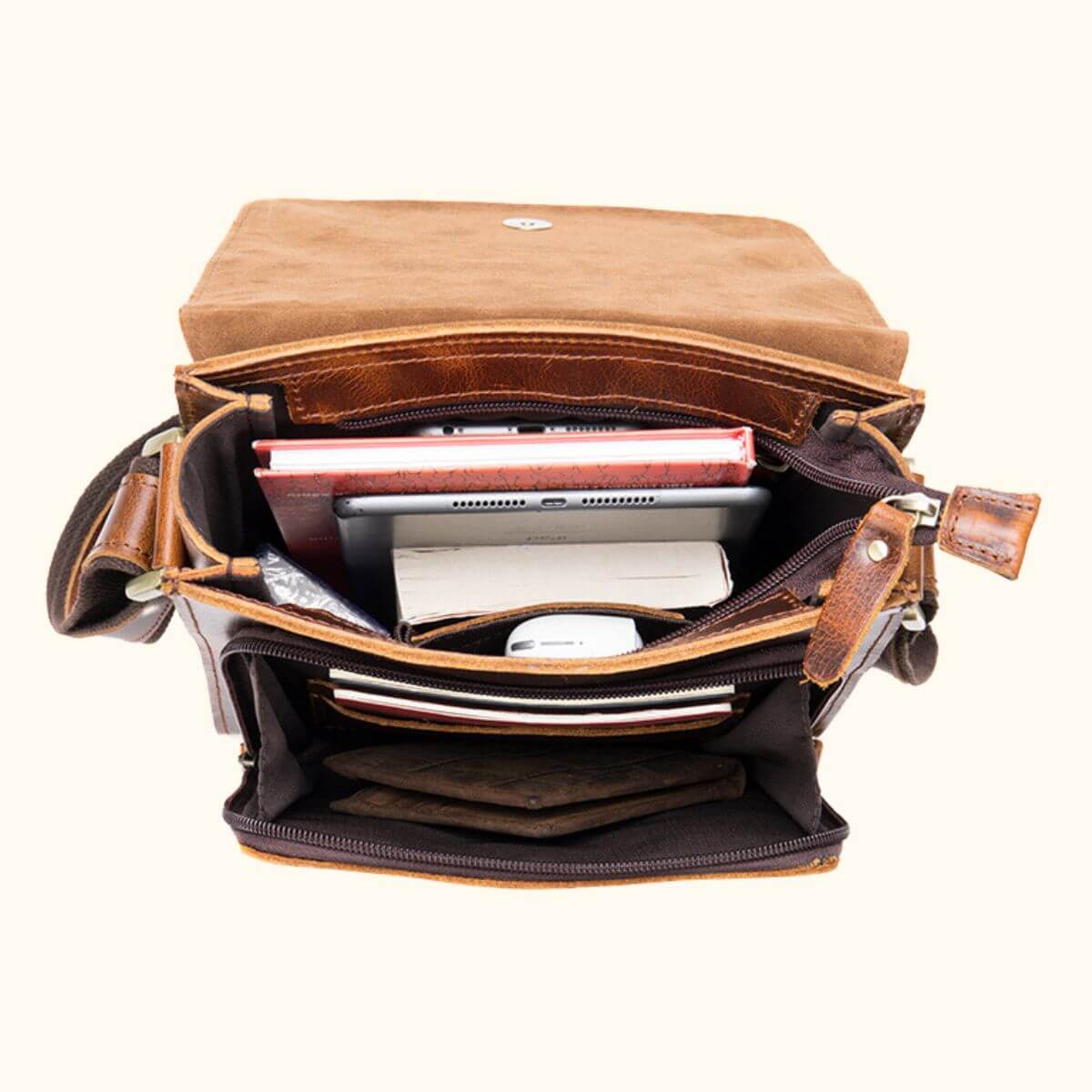 The Rustic Rambler - Brown Leather Messenger Bag – Western Leather Goods
