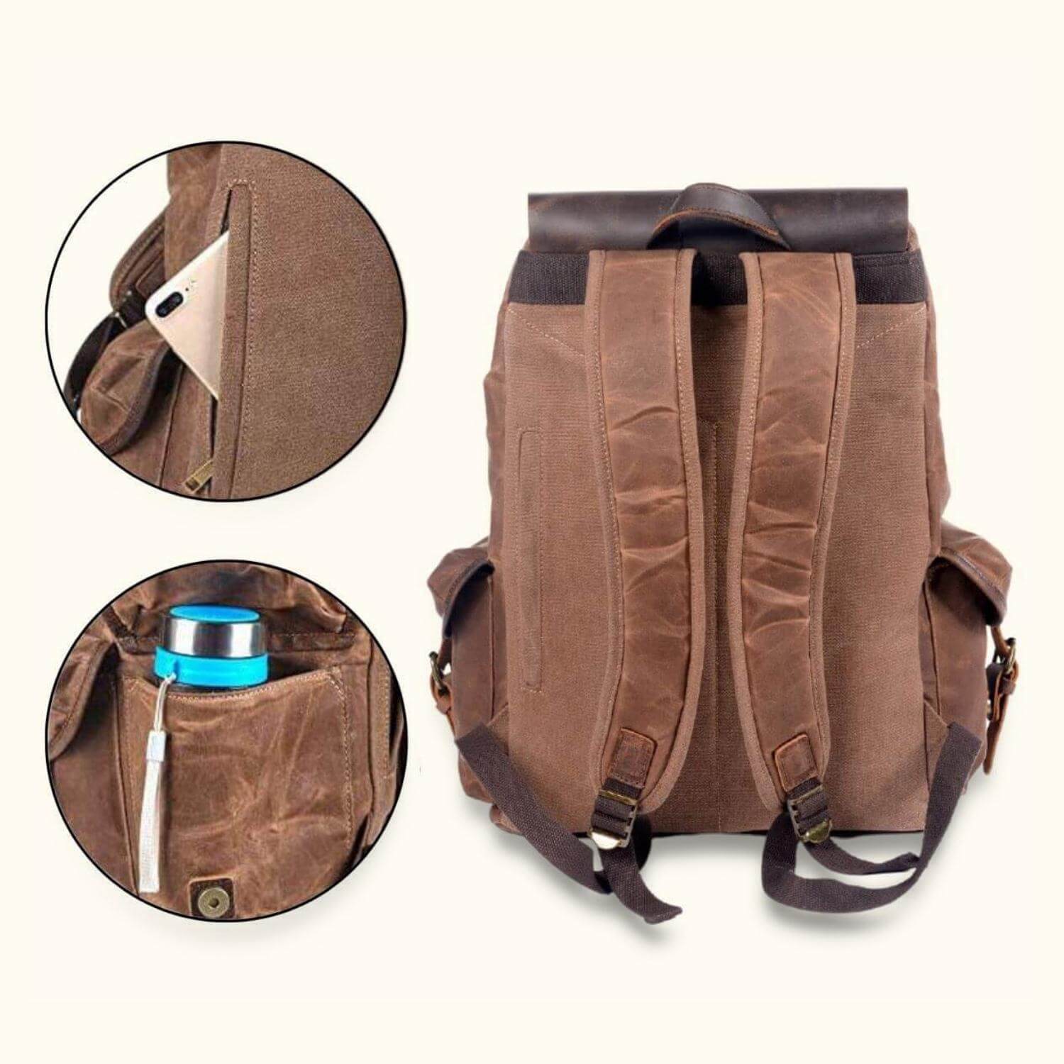 Waxed Canvas Leather Backpack | Canvas Rucksack – Western Leather Goods