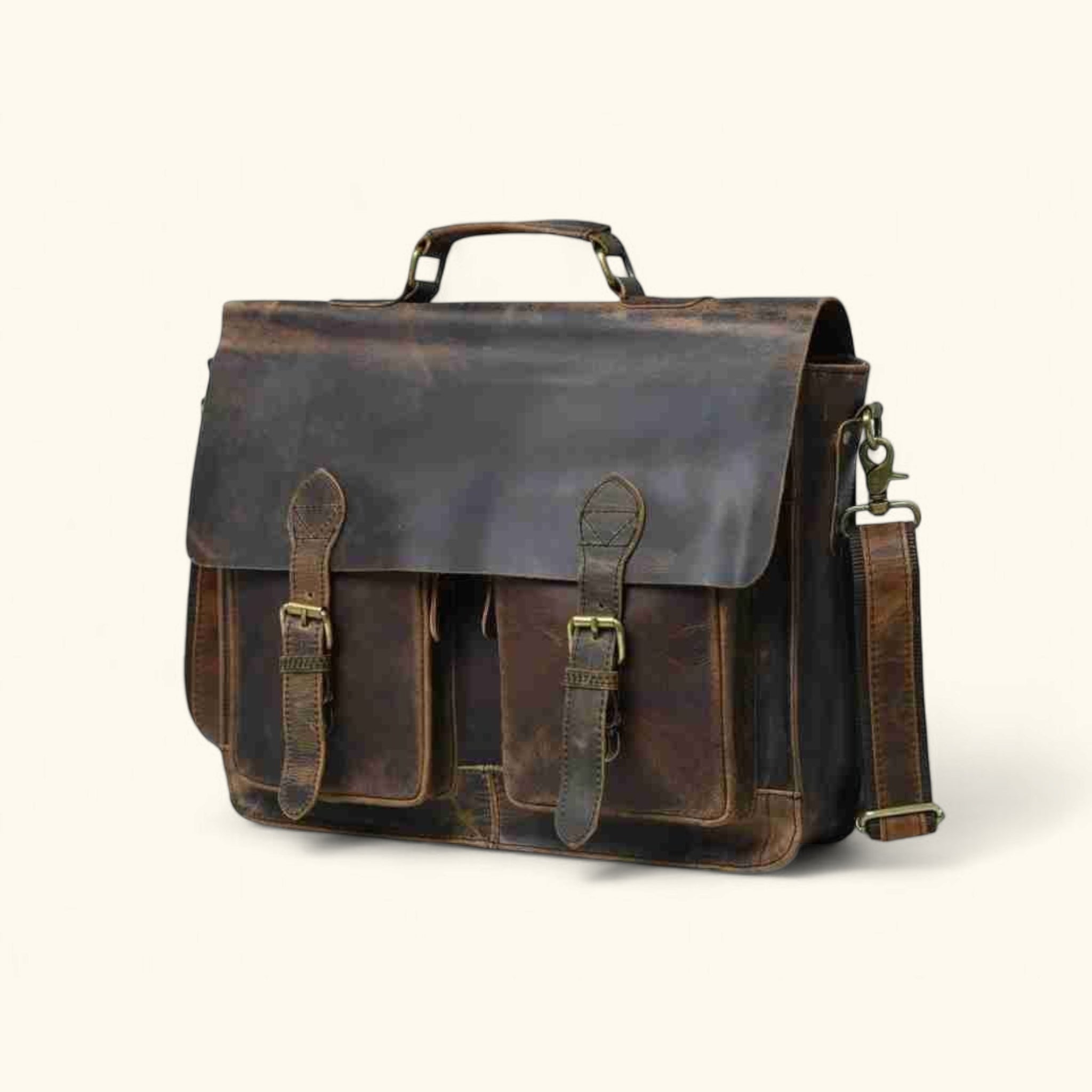 Vintage Buffalo Brown Leather Briefcase | Rugged and Elegant Design ...