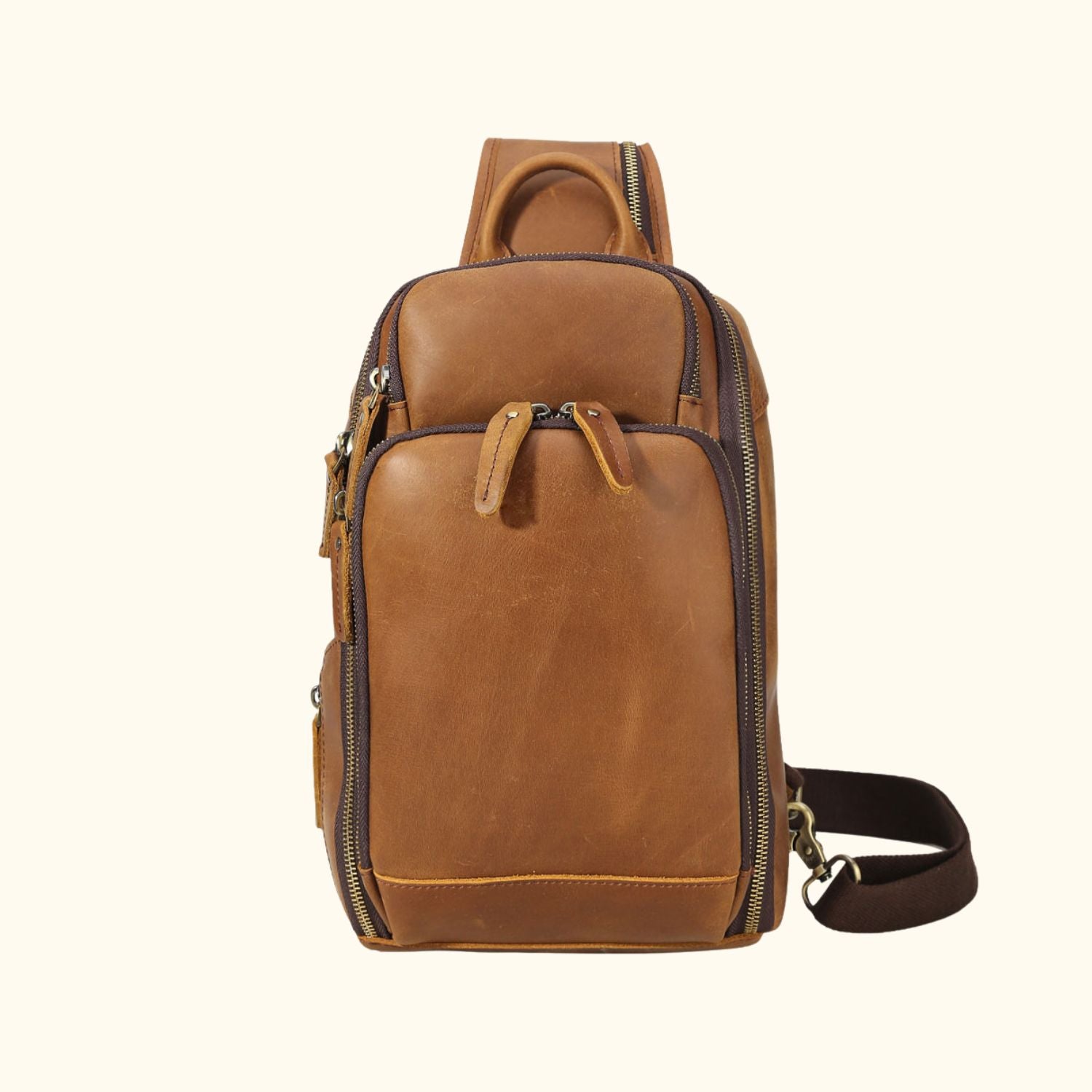 Vintage Leather Tablet Chest Pack | Full-Grain Leather Sling Bag ...
