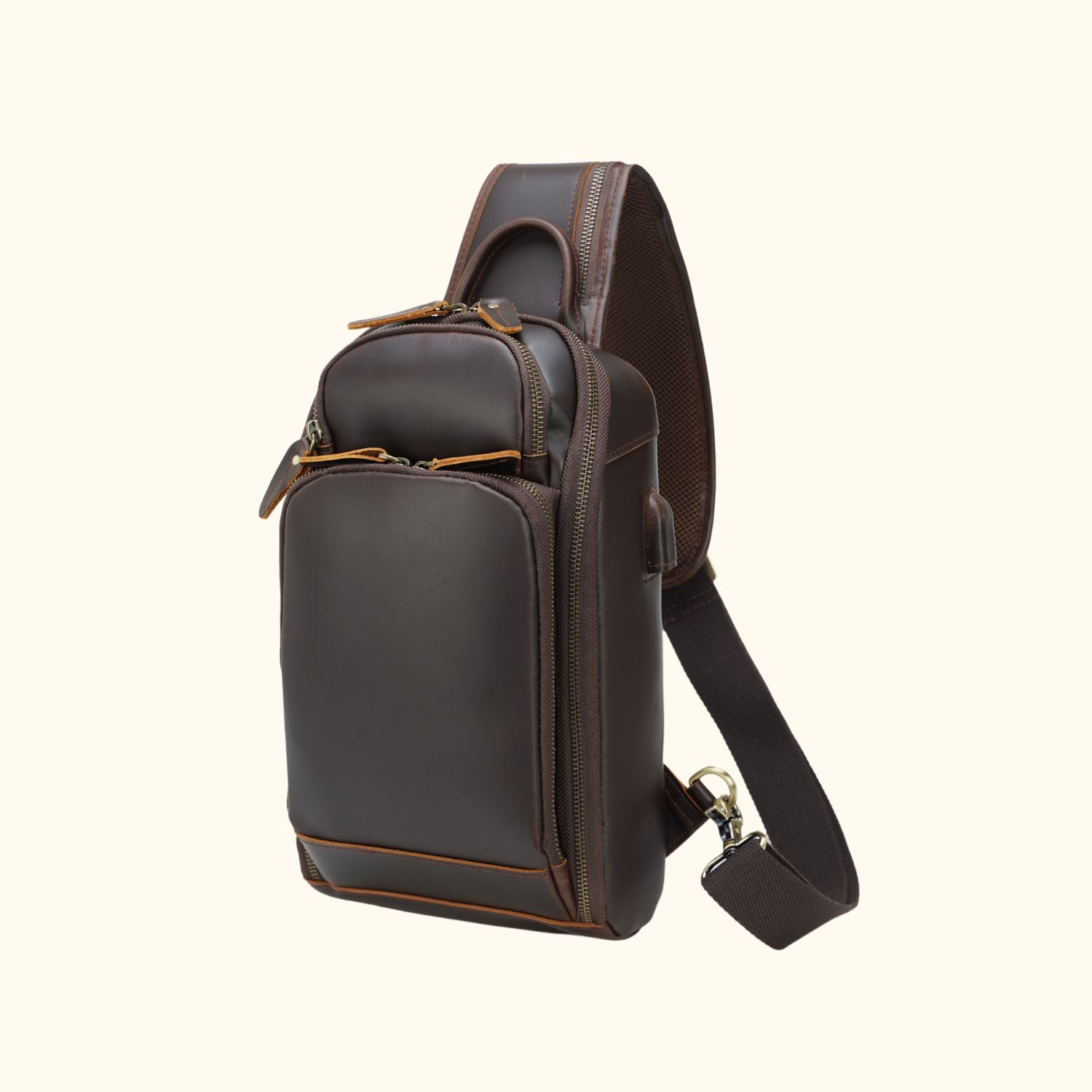 Vintage Leather Tablet Chest Pack | Full-Grain Leather Sling Bag ...